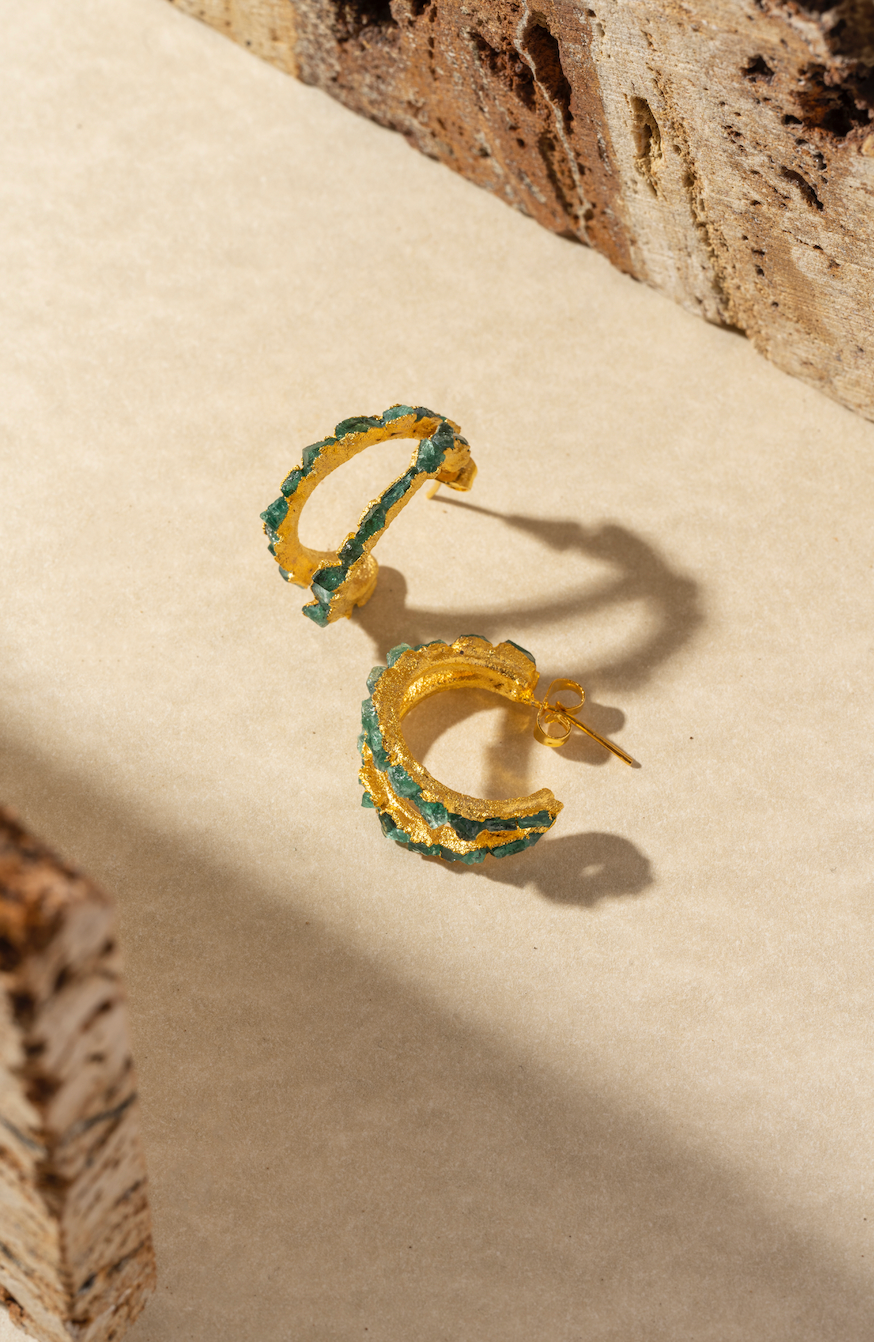 Candonga Doble con esmeraldas – Latente Joyería